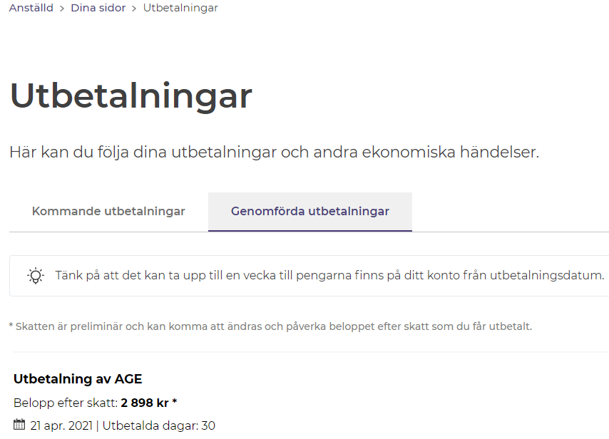 Kan jag se mina utbetalningar? – Kundcenter